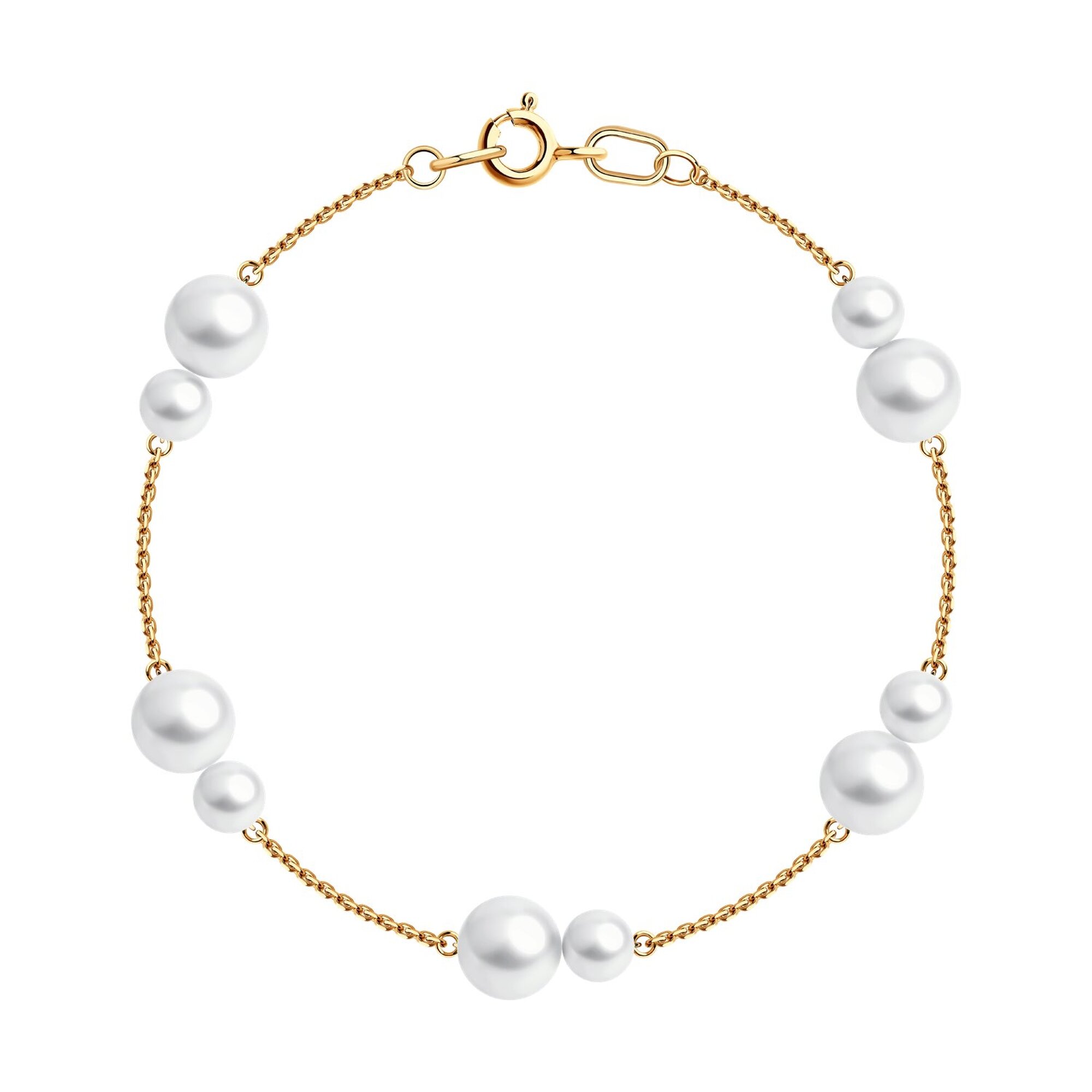 Браслет, красное золото, 585 проба, жемчуг