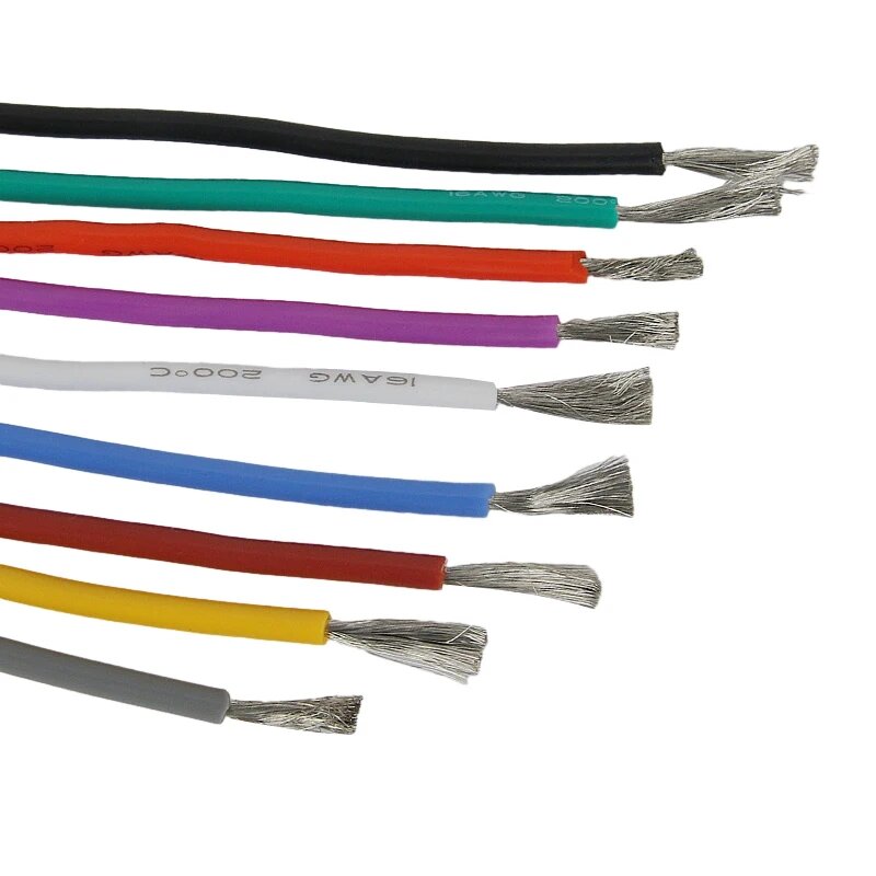 Термостойкий силиконовый провод ELEABC 12-30 AWG 16AWG 1 meters, Черный, Black