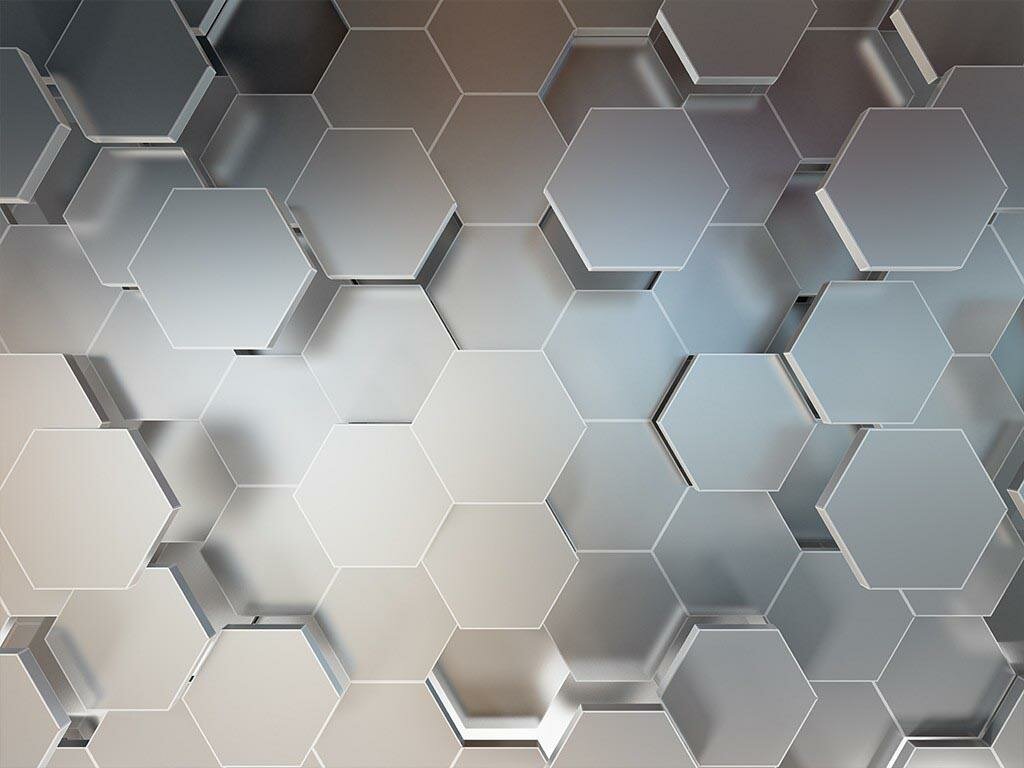 Фотообои 3д шестиугольники 10-881-S-Холст 270 x 200 см (ВхШ) Бесшовные, флизелиновые, влагостойкие обои
