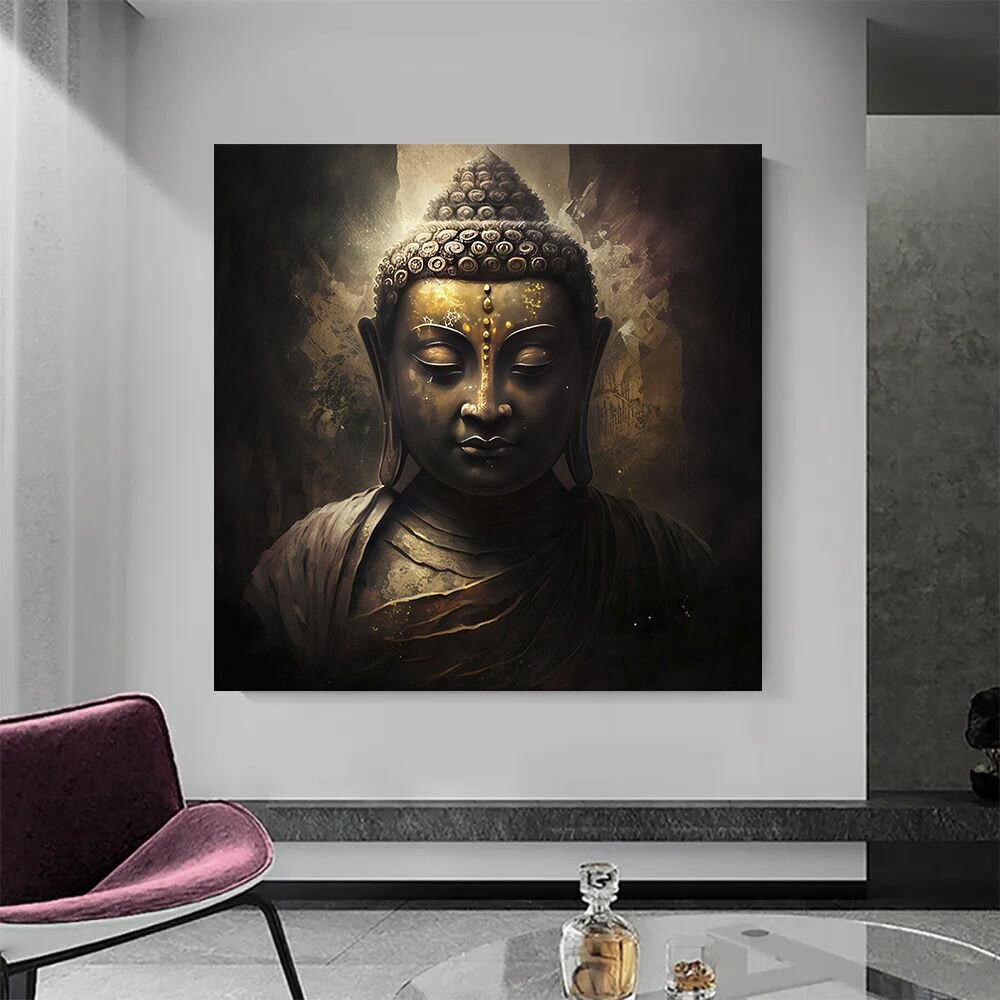 Картина ВсеКартины. Тут "Будда", 40x40 см, на подрамнике, хлопковый холст, экологичные чернила