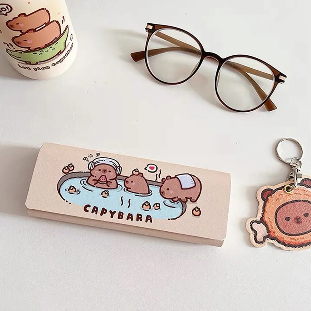 Чехол для солнцезащитных очков, коробки для хранения очков из искусственной кожи, футляр для очков с рисунком капибары, коробка для очков для ежедневного хранения, модная близорукость