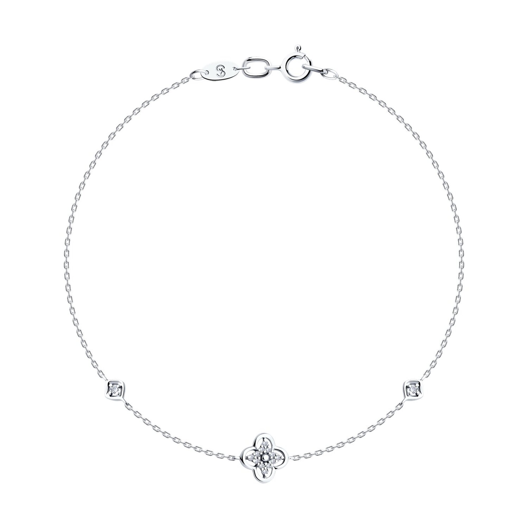 Браслет, белое золото, 585 проба, бриллиант