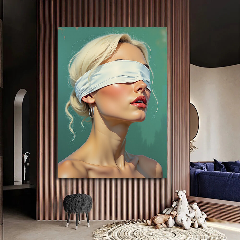 Девушка с закрытыми глазами / яркий поп арт, картина в спальню / на стену, 20х30 см.