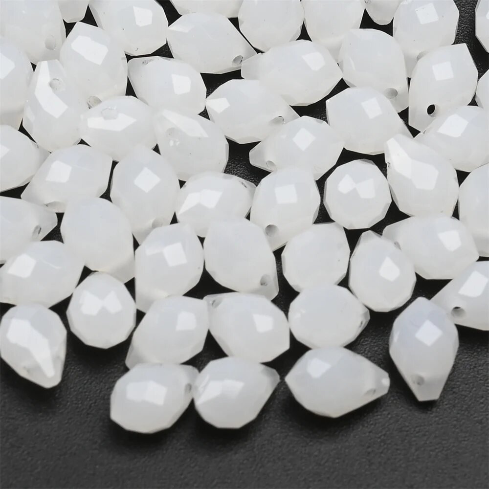 Хрустальные бусины-капли 50 шт. Белый, 5x7mm 50pcs, H219