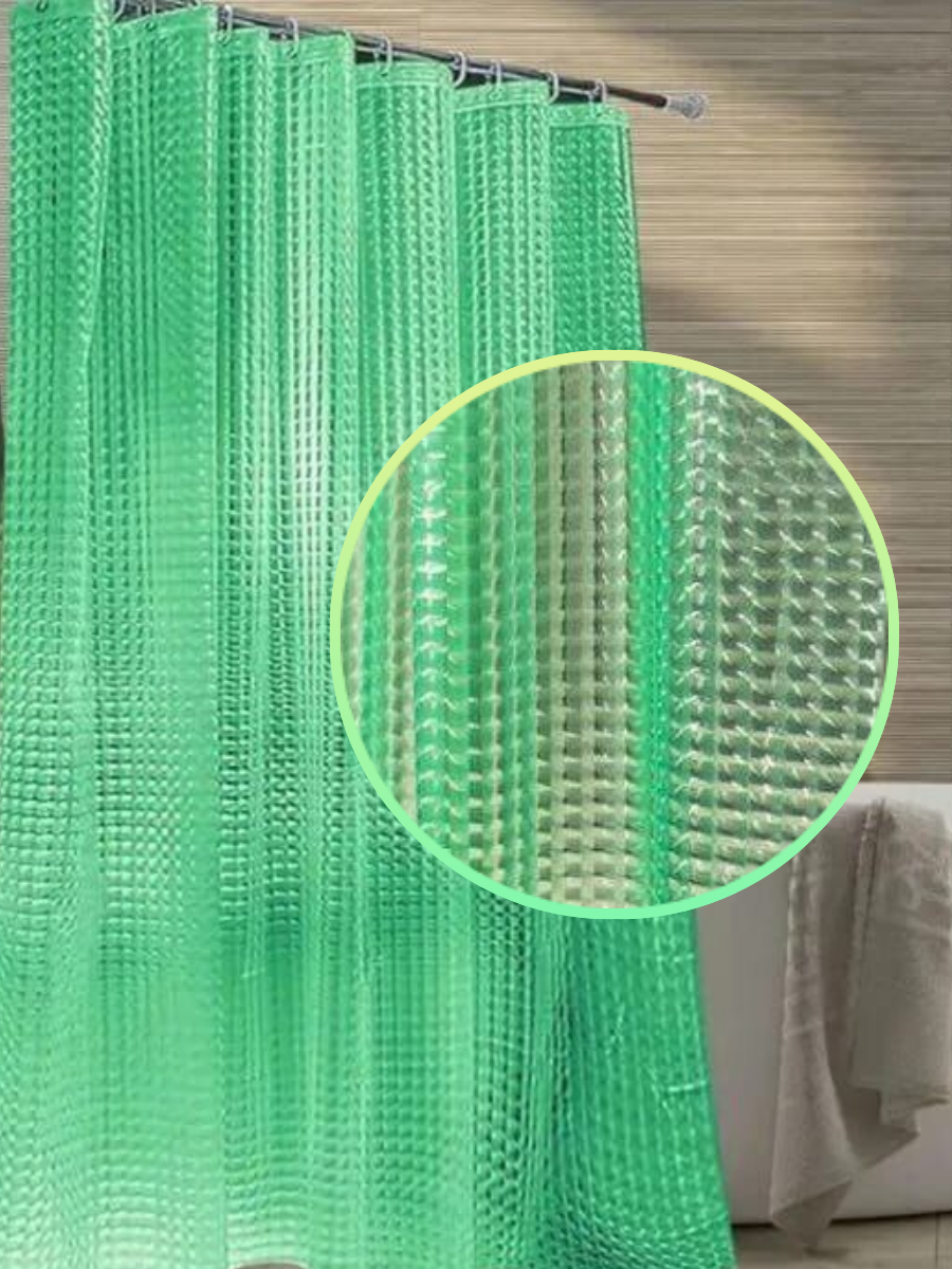 Штора для ванны и душа "3D", с кольцами, 180 х 180см, EVA/PEVA, зеленая