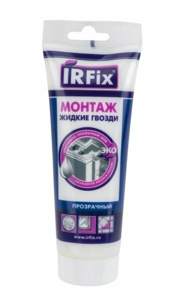 IRFIX Клей универсальный монтаж прозрачный 250мл. ( прозрачный после отвердения, водный )