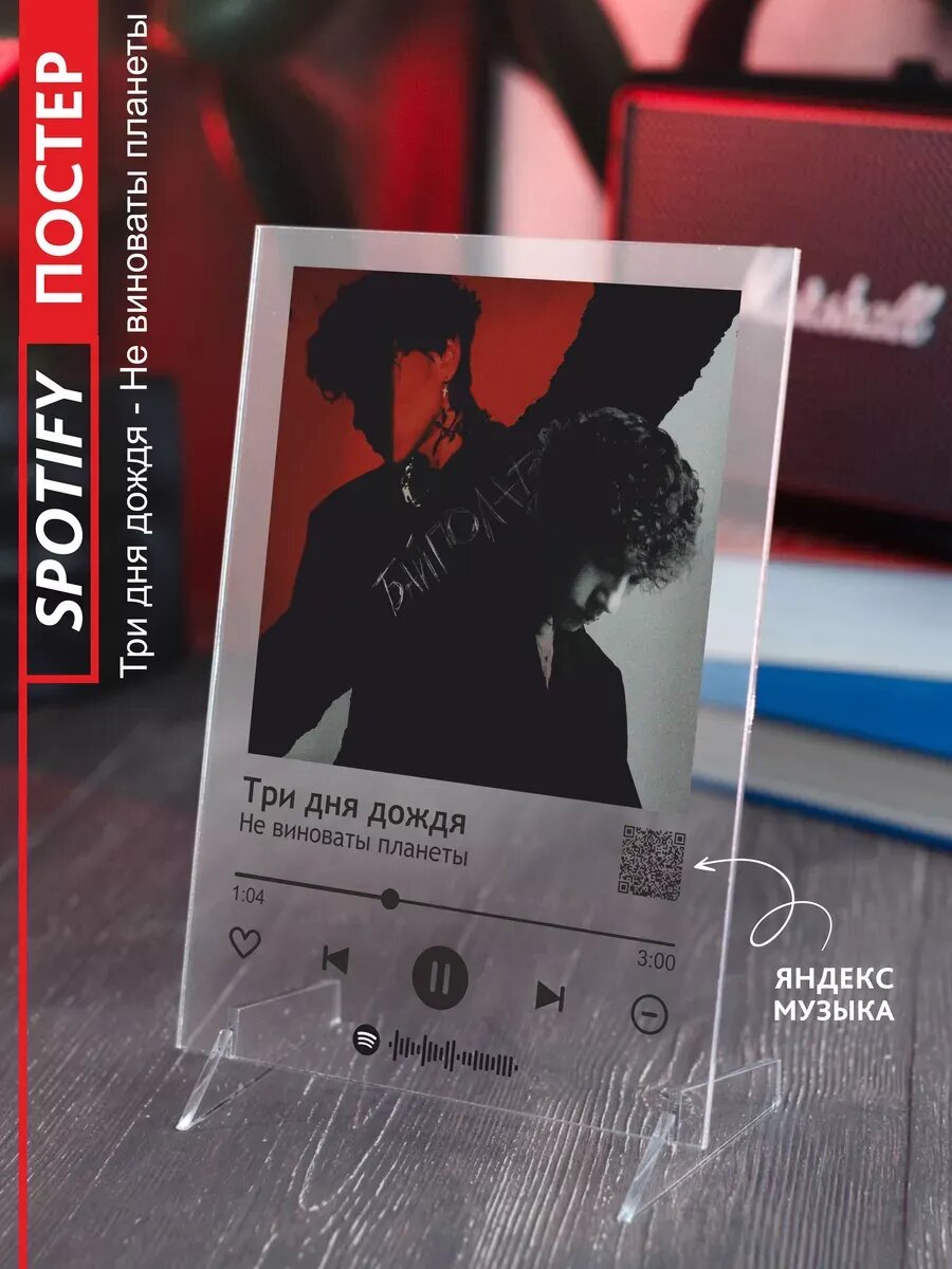 Подарок подруге спотифай постер Три дня дождя