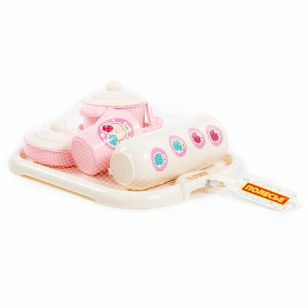 Набор детской посуды Полесье "Хозяюшка" с подносом, на 4 персоны, 29 элементов, в сетке (80479)