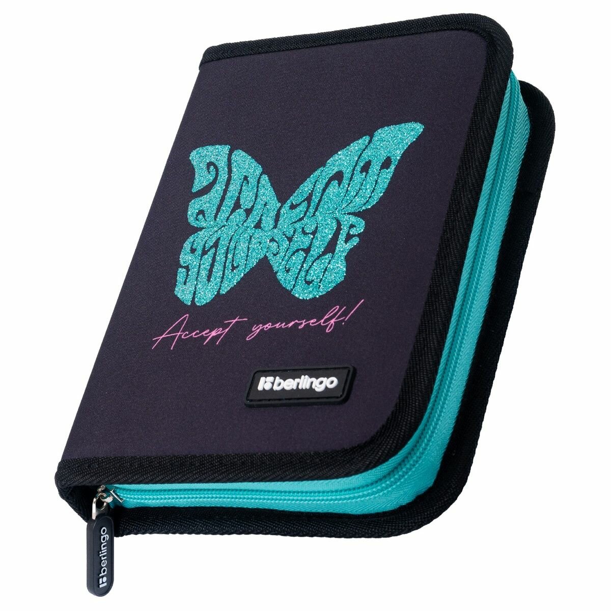 Пенал Berlingo "Butterfly", 1 отделение, 200х140х40 мм, дополнительная откидная секция, полиэстер (PK-IS-1024)