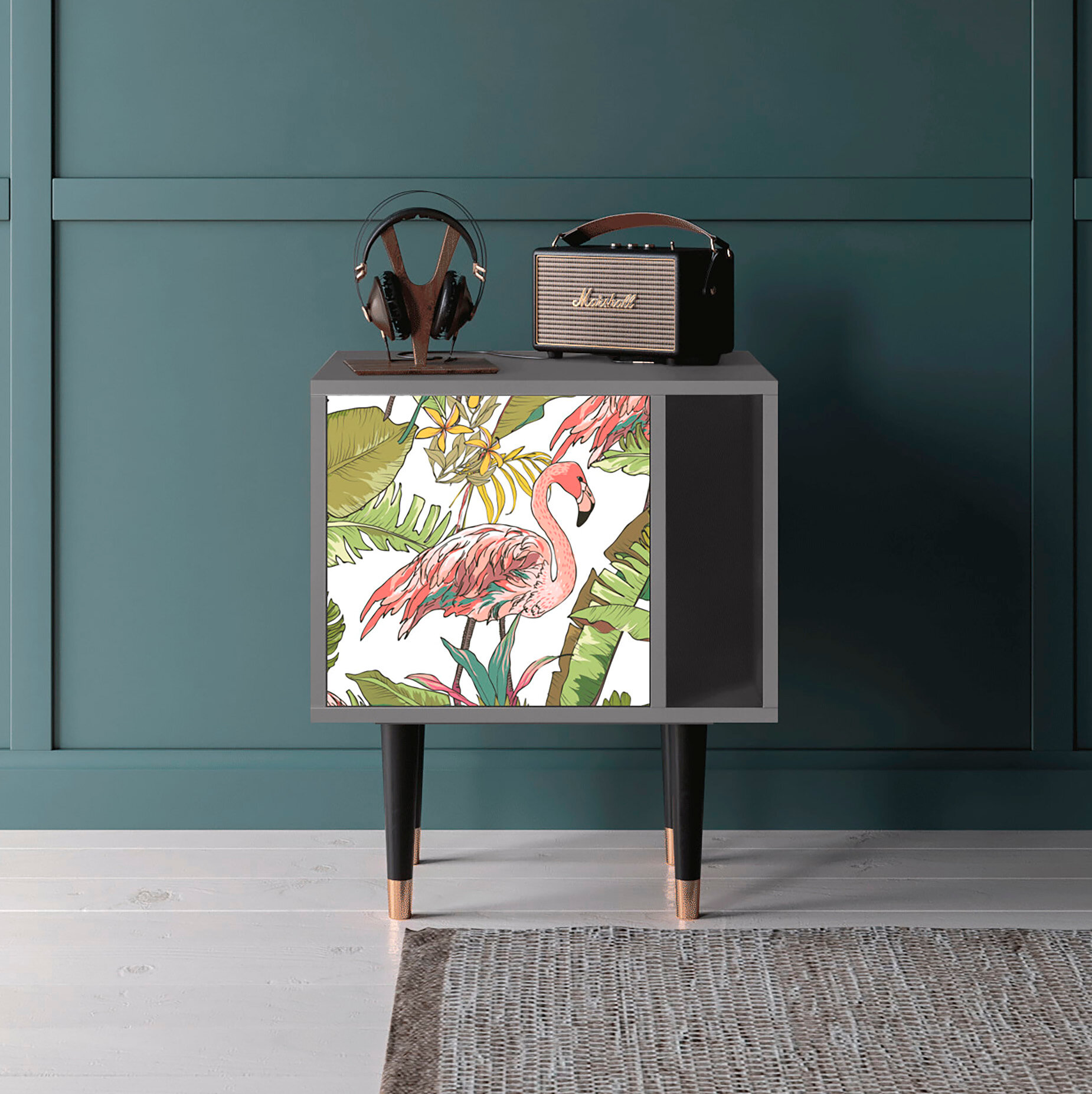 Прикроватная тумба - STORYZ - S2 Sweet Flamingo, Размер - 58 x 69 x 48 см, Цвет - Серый
