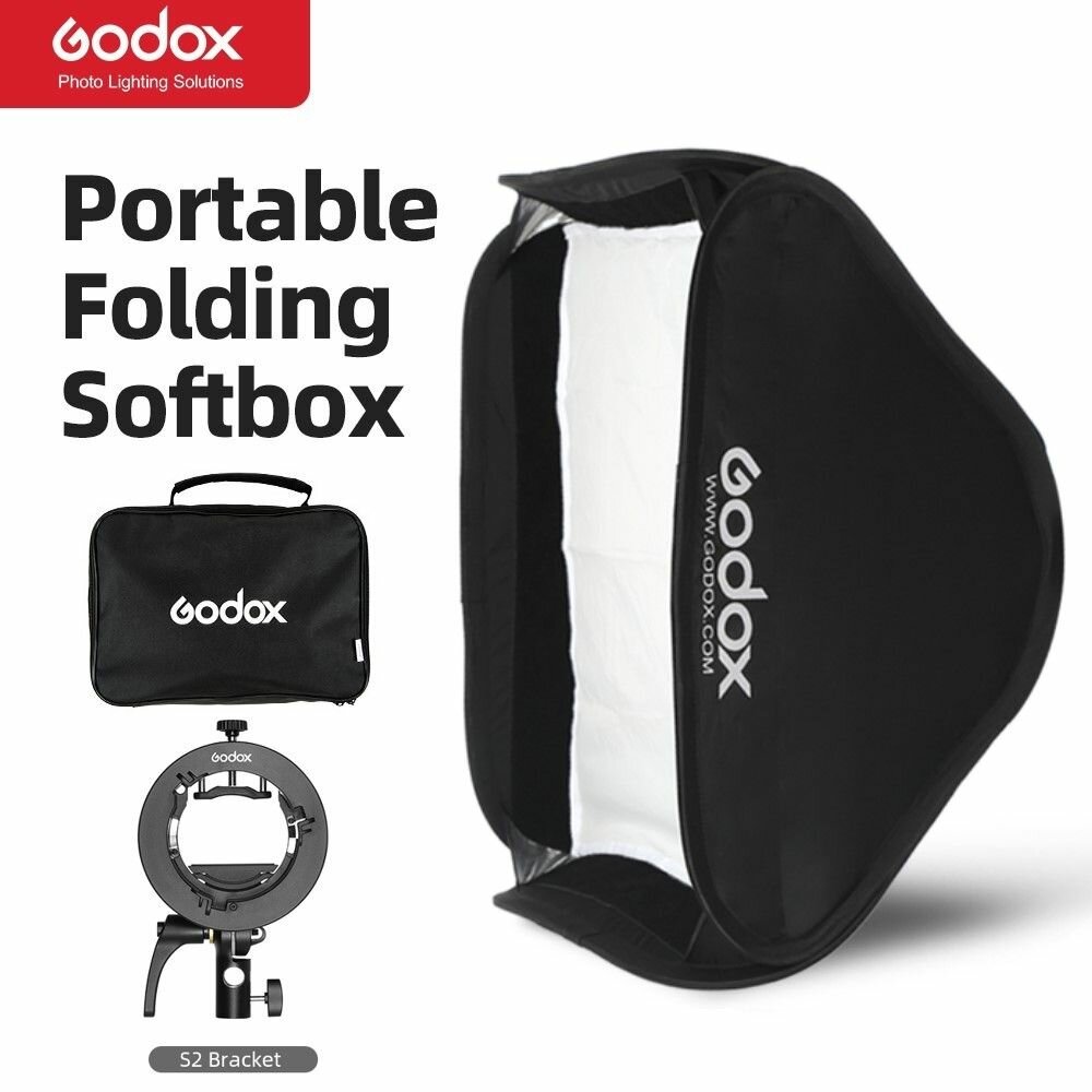 Godox 80 см регулируемый софтбокс для вспышки Speedlight + кронштейн типа S2 комплект крепления Bowens для студийной съемки Speedlite