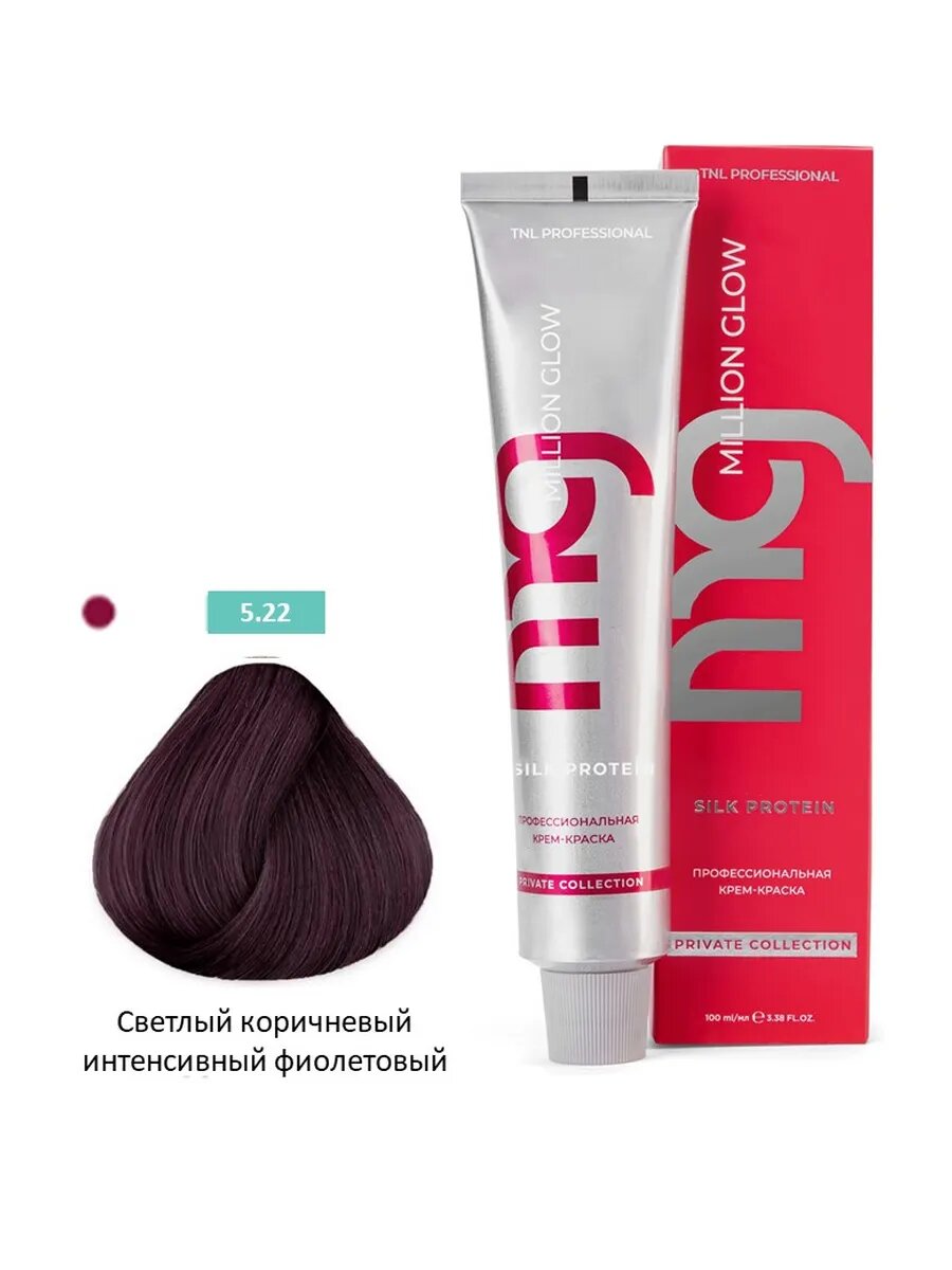Крем-краска для волос Million glow Private collection Silk protein 5.22