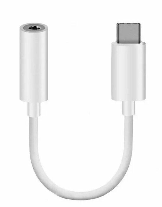 Переходник-адаптер, для наушников, с USB Type-C на 3.5мм Jack, белый