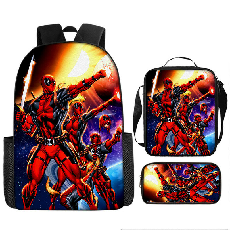 Рюкзак школьный + сумка через плечо + пенал-3 и 1 Сумка школьная мальчика для девочки подарок- Deadpool
