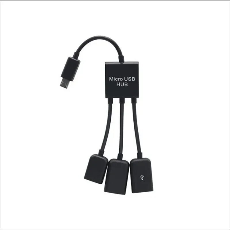 Micro USB хаб 3 в 1, черный — фото 1