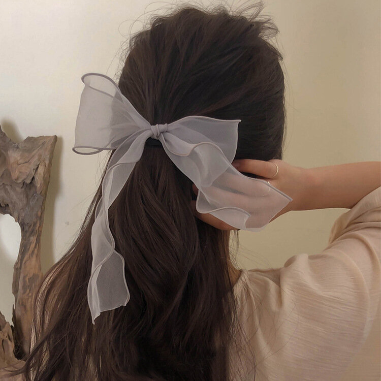 Кольцо для волос "Сказочный стиль", с бантом, светло-серое
