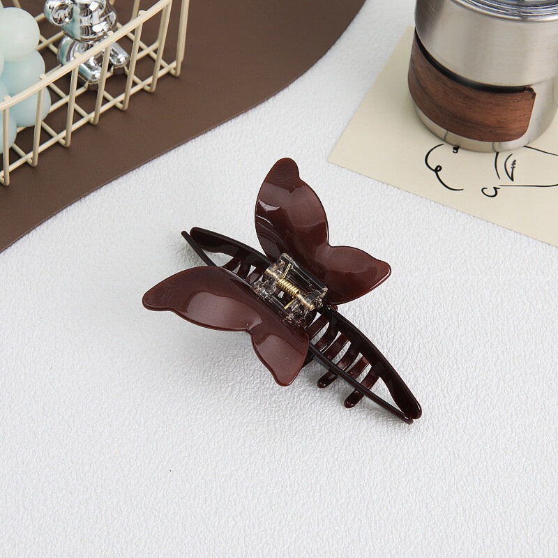 Заколка-бабочка, ацетатная, кофейный цвет