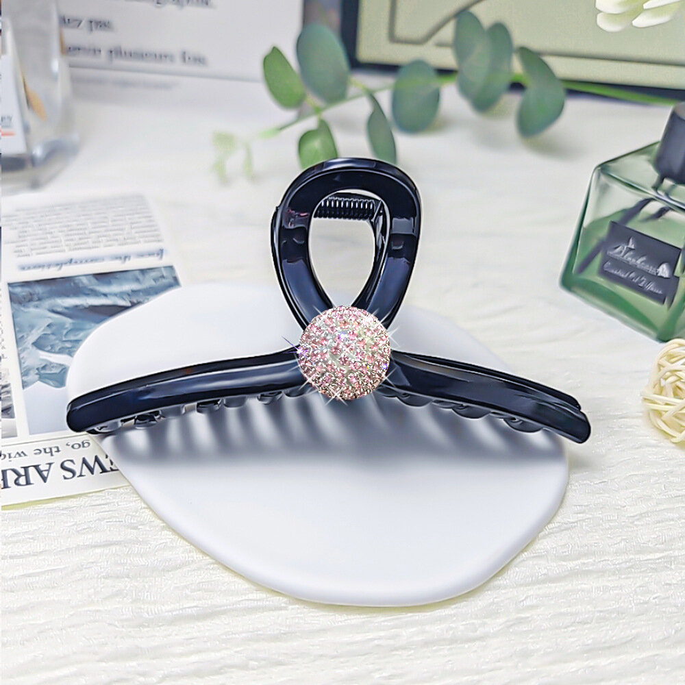 Заколка для волос "Акула", трехслойная, со стразами, бантом, 13см