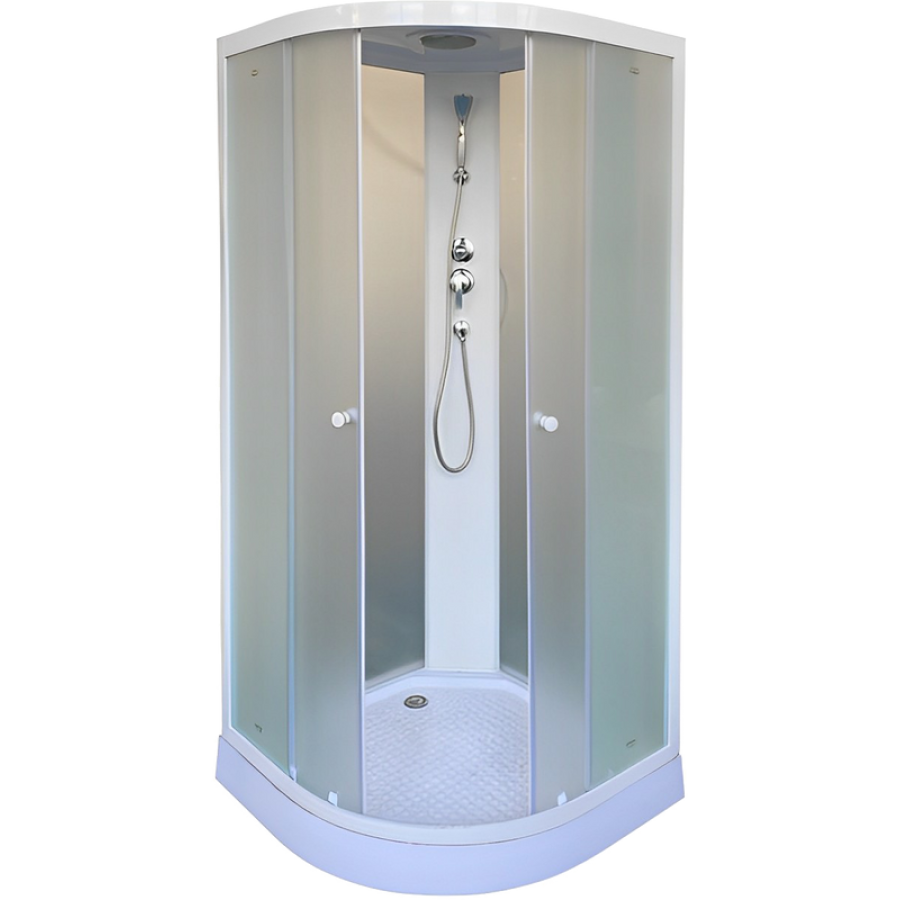 Душевая кабина Parly Effect EF1031 100х100, с низким поддоном, профиль белый, стекло матовое