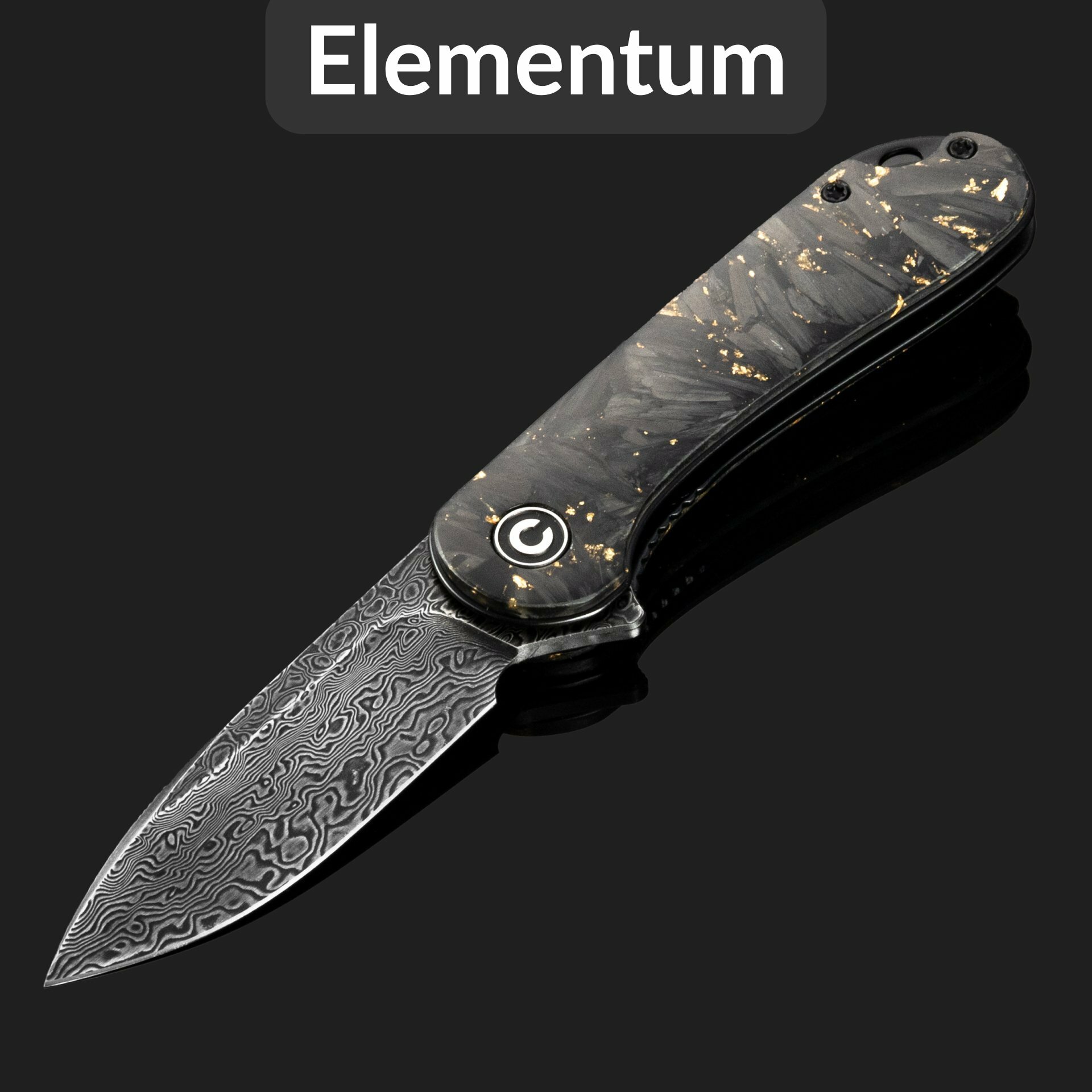 Складной нож CIVIVI Elementum C907C-DS1, сталь Damascus, рукоять Shredded Gold Carbon Fiber
