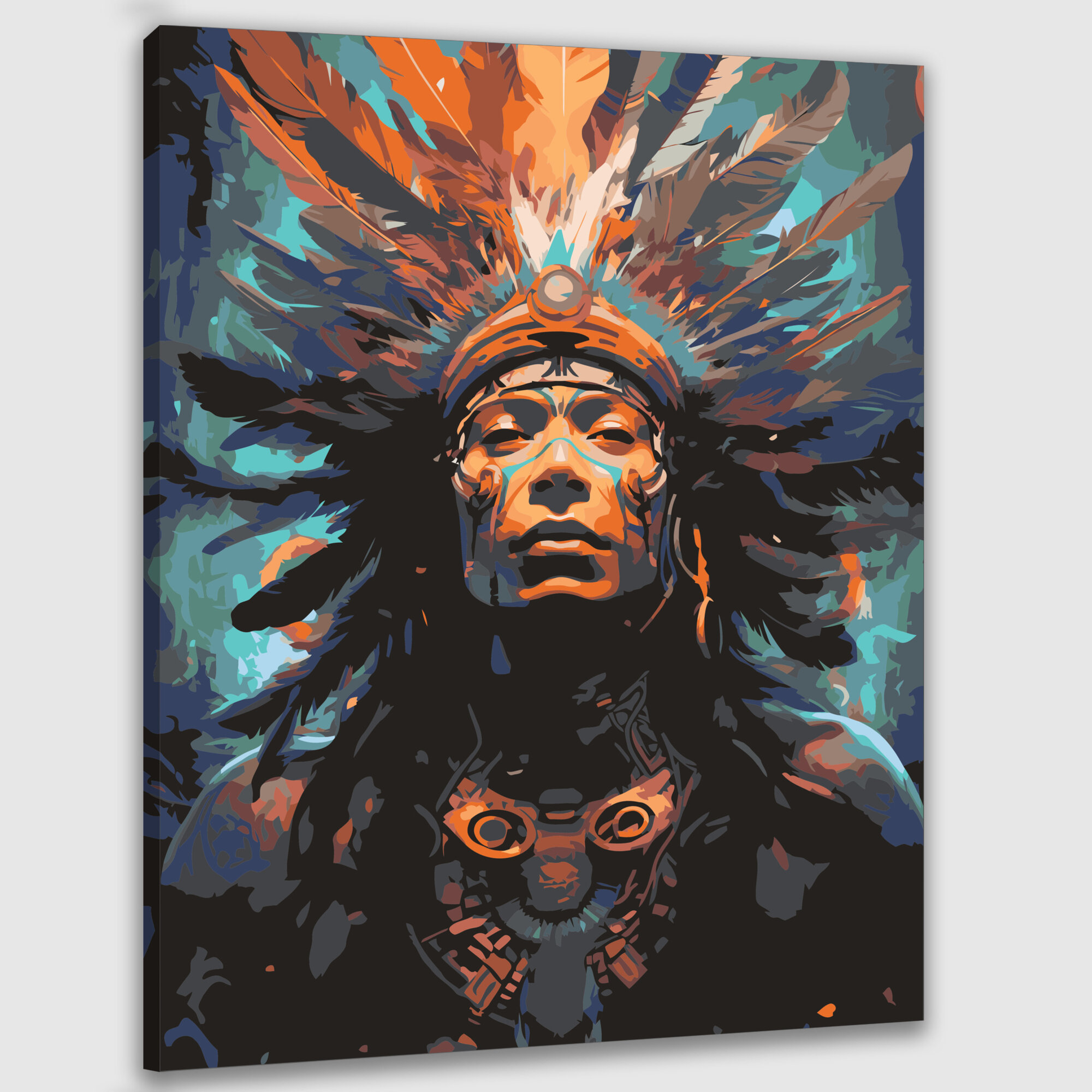 Картина по номерам 40x50 см, цифровая картина, шаман, мистика, грёзы, узоры, краски, реальность, царство духов, завеса