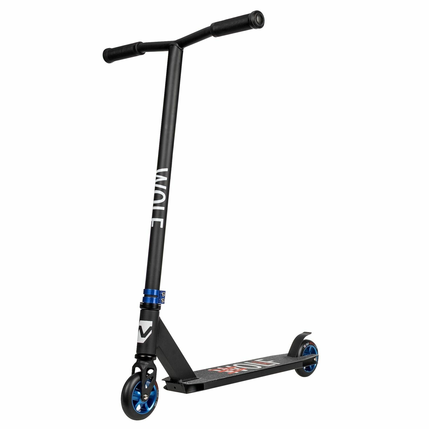 Самокат трюковый Novatrack Wolf 30 (2025), 100 мм, черный с синим