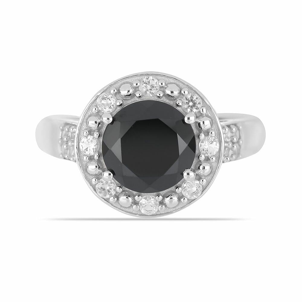 Кольцо тонкое, серебро, 925 проба, родирование, шпинель