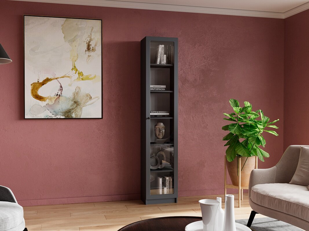 Стеллажи МебельЛэнд24 Билли Стольмин стекло Графит 40x30x203 серый для книг