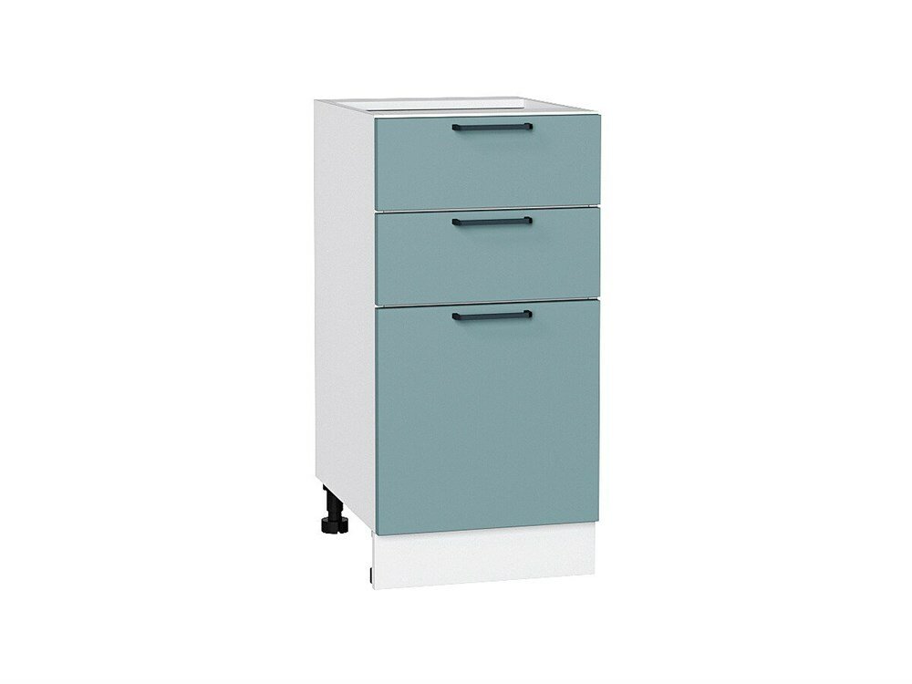 VVT Шкаф нижний с 3-мя ящиками Флэт Белый, Grey-green In 2S, 400 В*Ш*Г 816*400*478, фасад ЛДСП Grey-green In 2S, корпус Белый Grey-green In 2S