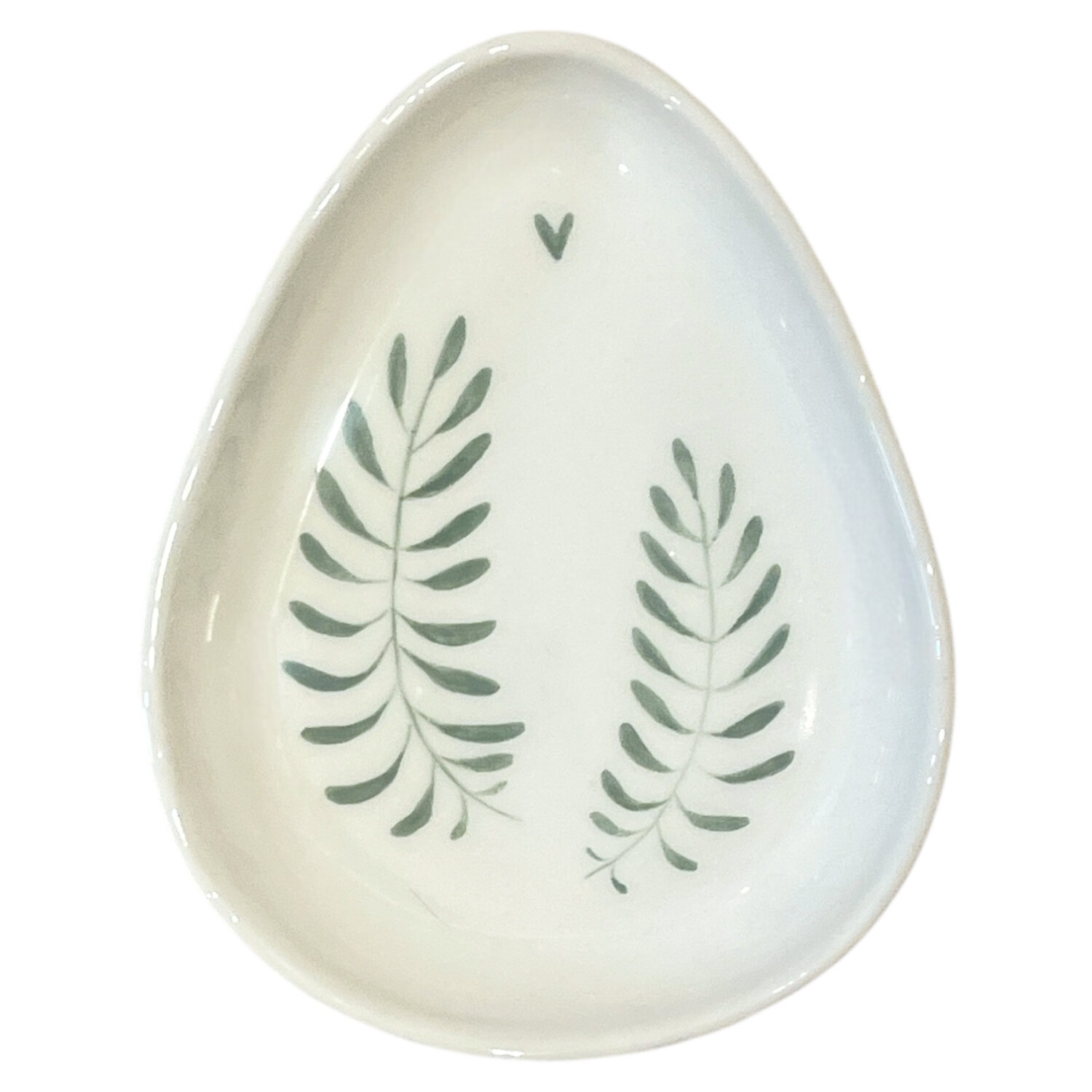 Блюдце Августа с двумя зелёными веточками, белое
