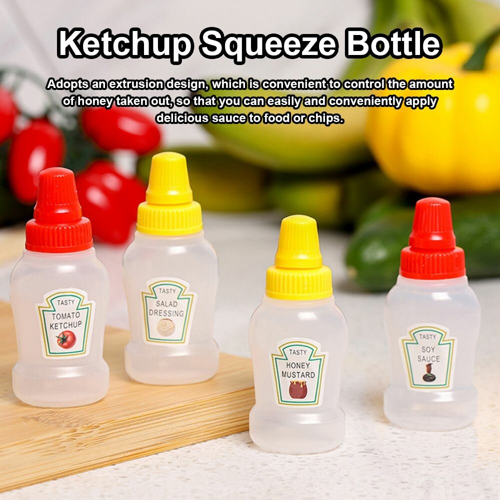 4 шт. маленькие бутылки для кетчупа, бутылки для приправ, пустые пластиковые контейнеры для заправки томатных соусов, сиропа