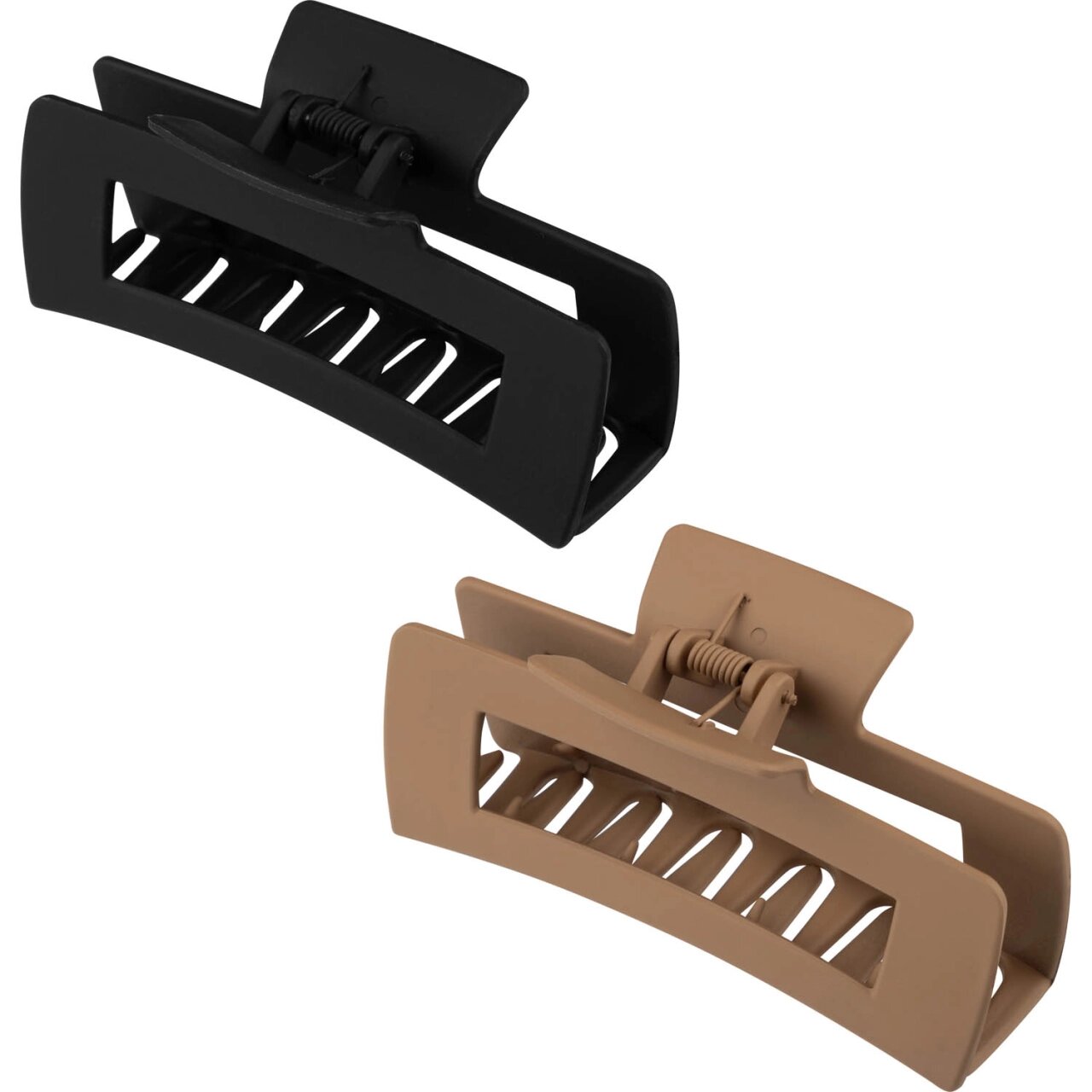 Набор матовых заколок-крабов 2 шт черный и бежевый, качественные крепления.