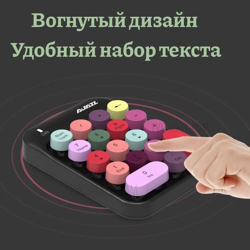 Клавиатура, механическая, без подсветки, 18 клавиш, радиоканал, круглая, зеленая — фото 1