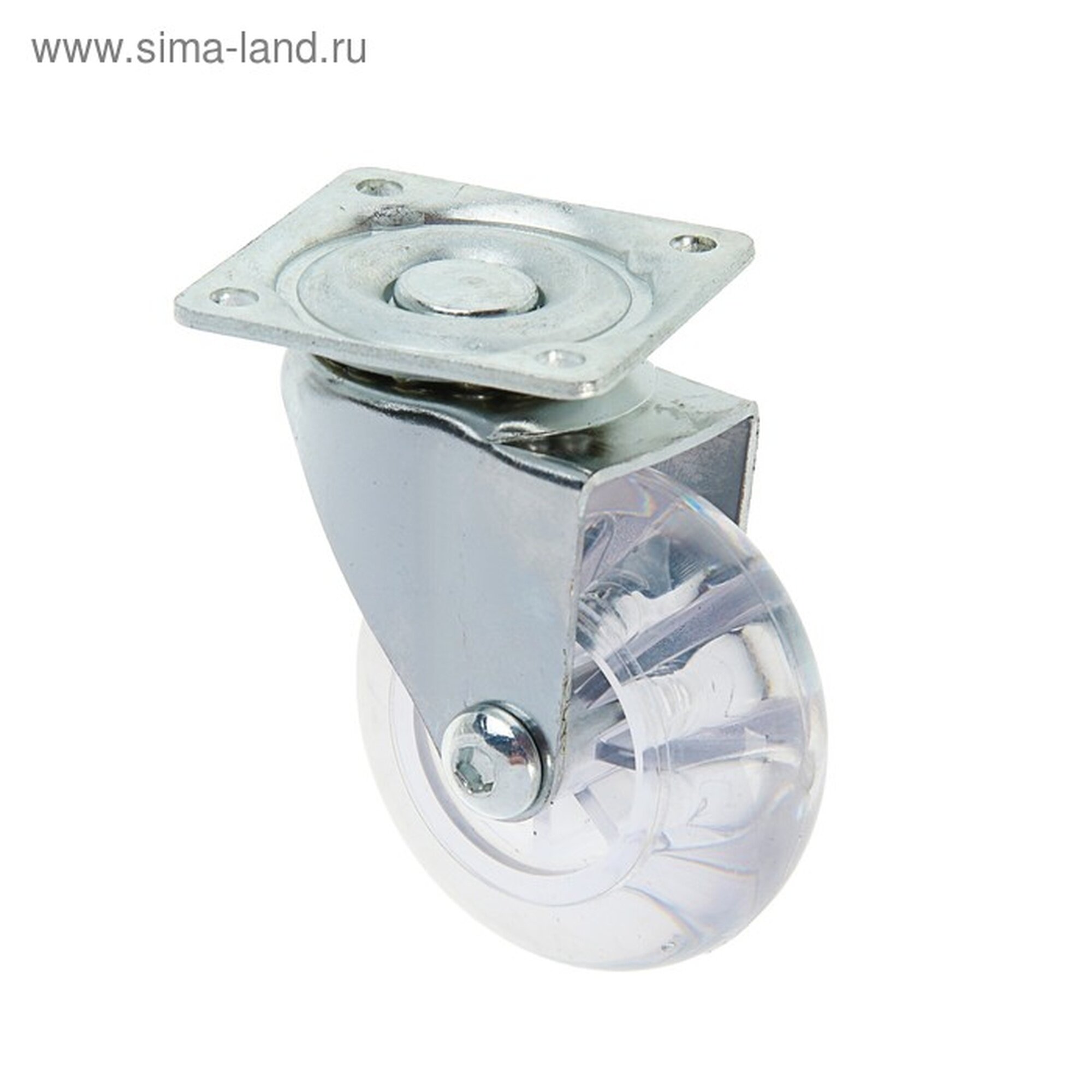 Колесо мебельное Тундра, поворотное, прозрачное, пластик, d 50 мм