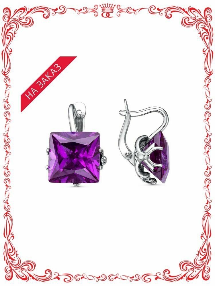 Подвеска для серег Красная Пресня, серебро, 925 проба, родирование, корунд синтетический