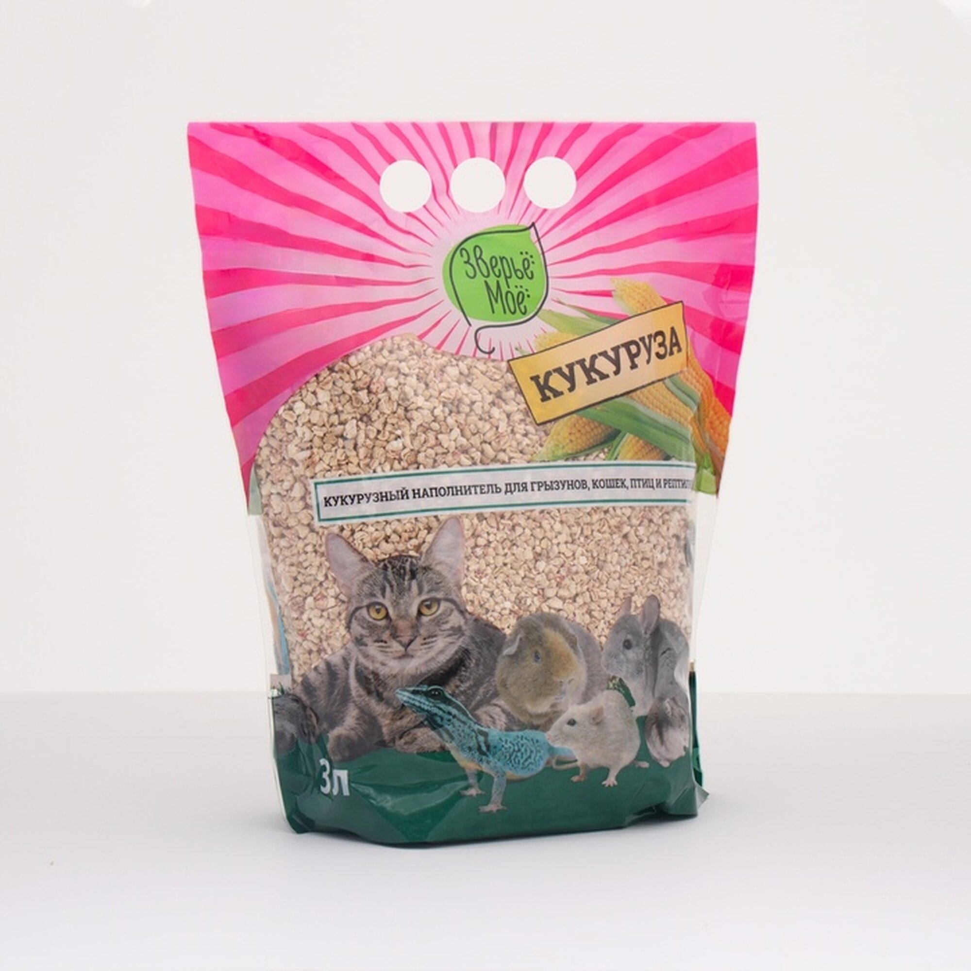 Наполнитель "Зверье Мое", кукурузный, для грызунов и птиц, 1,5кг