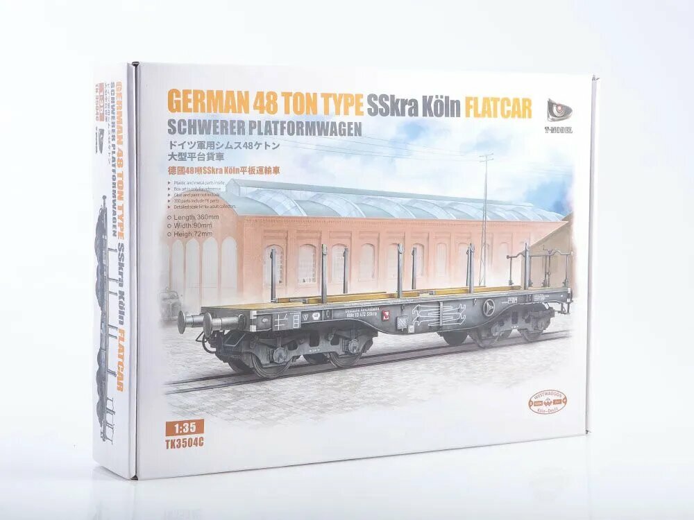 KNOW EASY-Сборная модель железнодорожной техники German 48T Type SSys Koln Schwerer platormwagen, масштаб 1/35