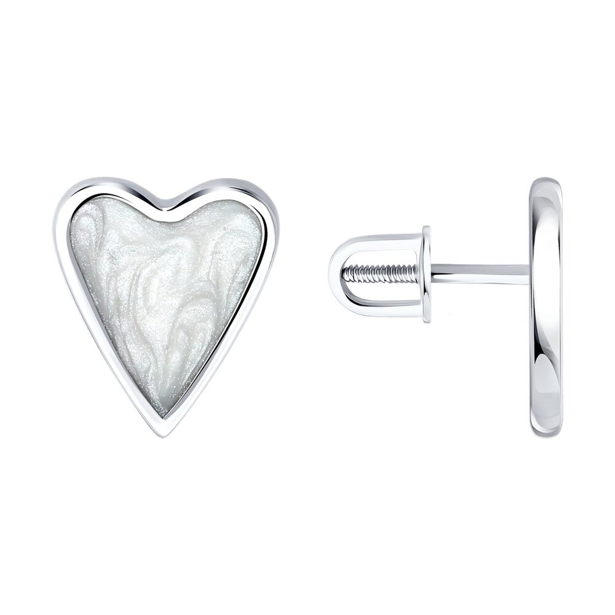 Серьги пусеты, серебро, 925 проба, родирование, эмаль