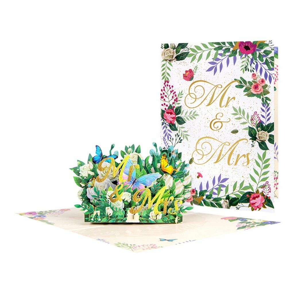 3D Всплывающая Открытка с Бабочкой и Цветком Ручной работы, Поздравительная Открытка с Конвертом на День Святого Валентина, Подарок на Годовщину для Жены