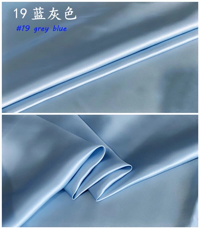 Шелковая ткань Charmeuse FABRIC SHIPPER 1 метр Синий, color19 grey blue