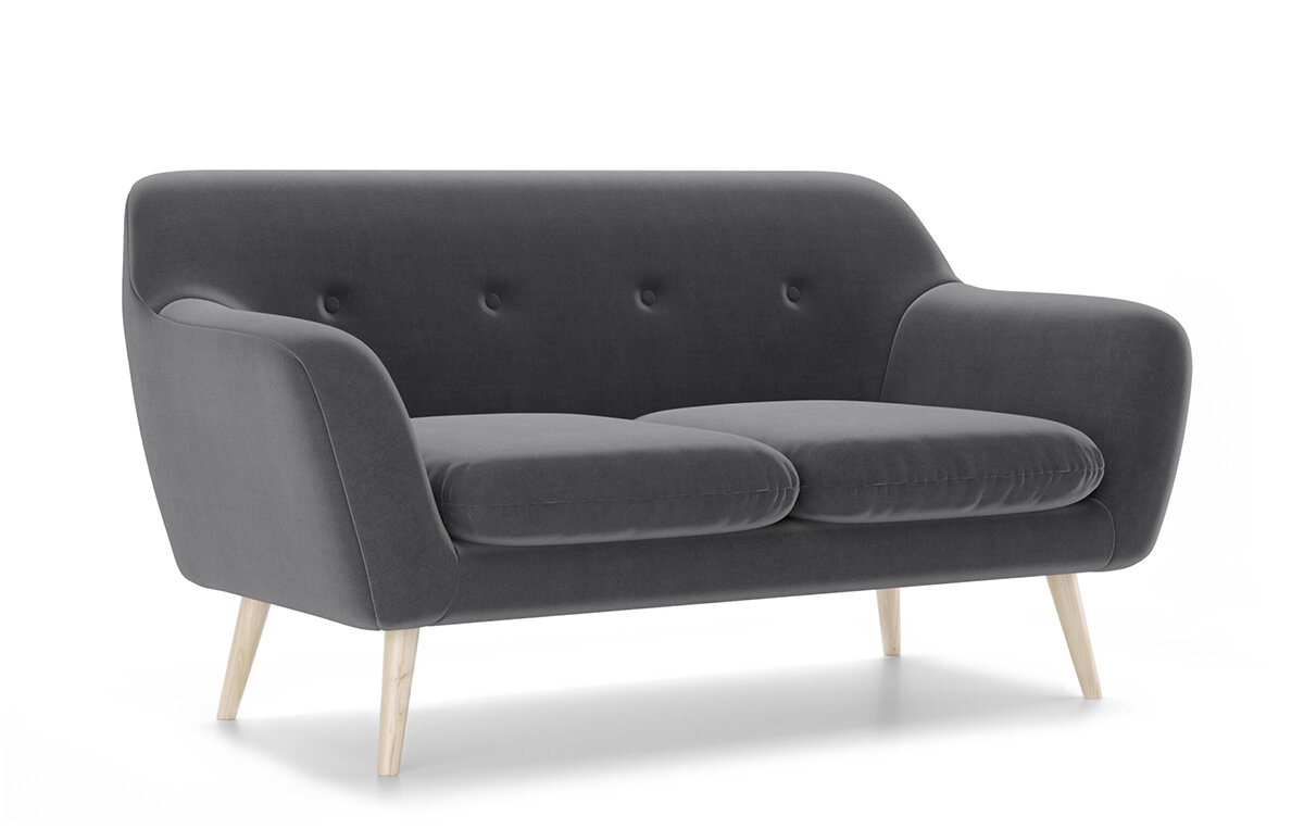 Диван Дайсон двухместный, прямой, велюр Vivaldi 08, цвет серый