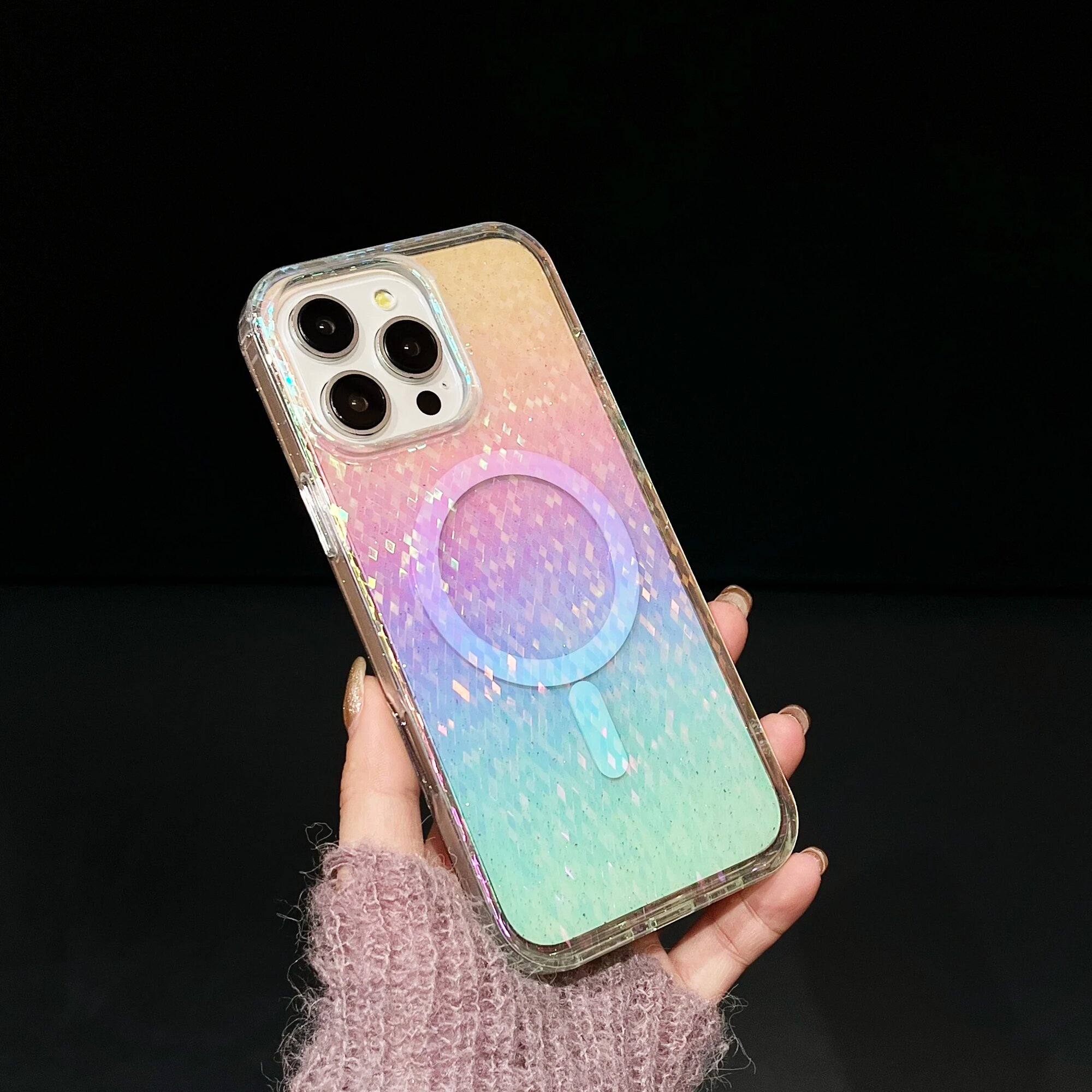 Чехол Magsafe для iPhone 16, Diamond Pattern, градиент