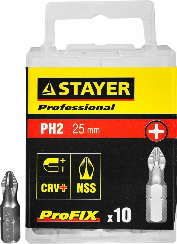 Набор бит STAYER ProFix, тип PH2, длина 25 мм, 10 шт, серия Professional