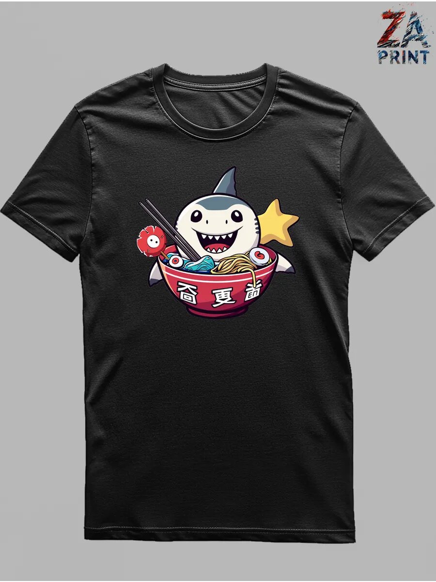 Футболка рамен акула