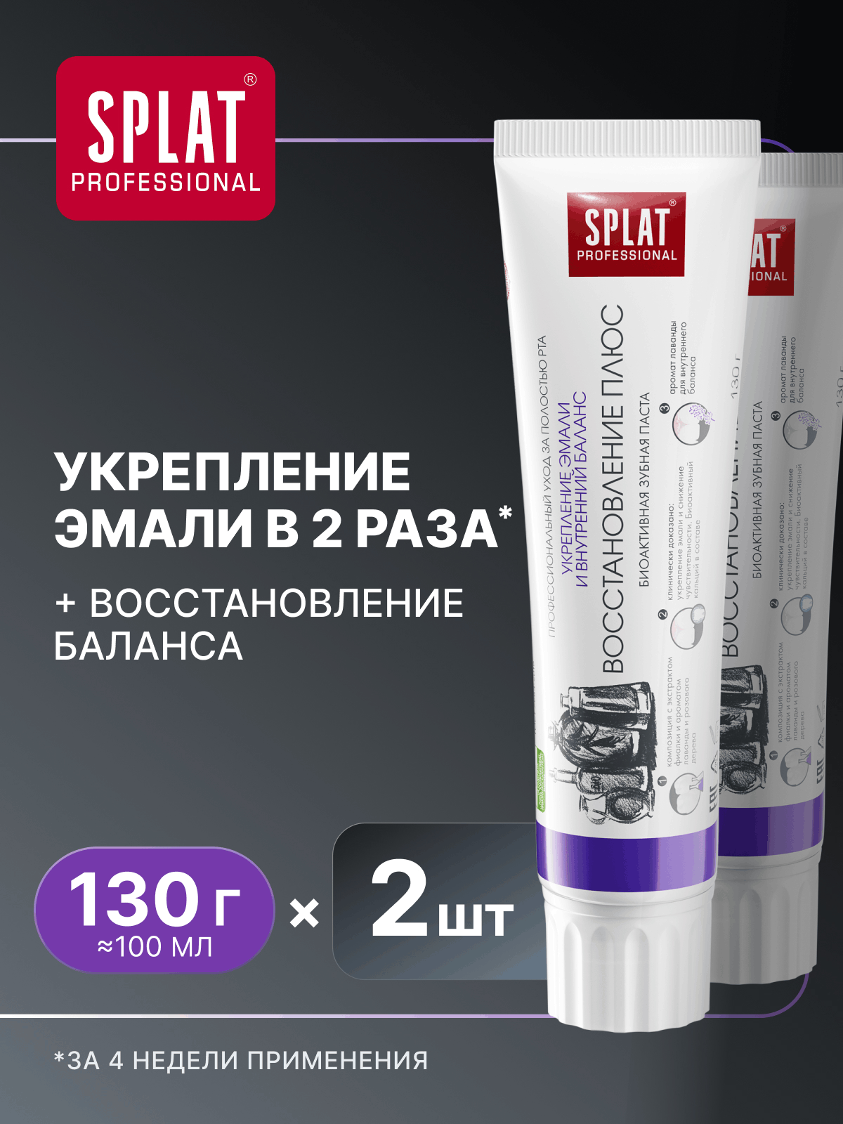 Зубная паста Professional SPLAT Восстановление Плюс, 100 мл, 2 шт