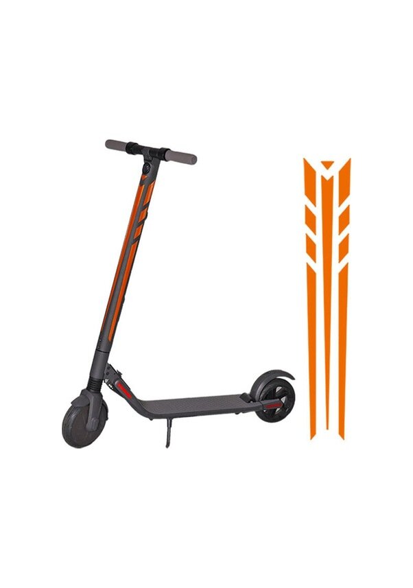 Комплект светоотражающих наклеек из ПВХ для предупреждения о вождении в ночное время для электросамокатов Ninebot E22/Es1/Es2/Es4 - оранжевый