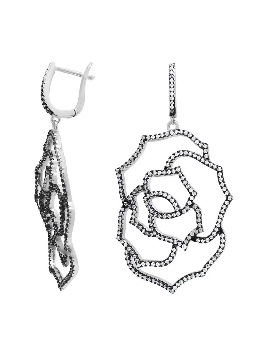 Серьги, серебро, 925 проба, фианит