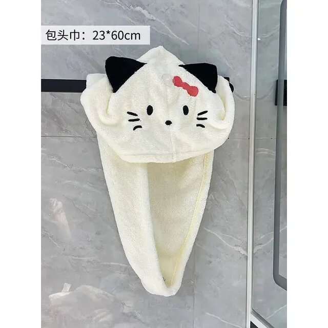 Комплект из трех предметов: банное полотенце и юбка для ванны Sanrio Hello Kitty, милая, кавайная, быстросохнущая, безворсовая юбка для ванны с героями мультфильмов в стиле аниме.