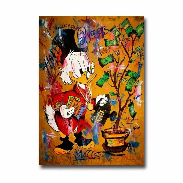 Плакат Miniso с изображением Дональда Дака из классического мультфильма Disney, декоративная фреска на холсте для гостиной и спальни, Размер (дюймы): 30X45 см. Без рамы.