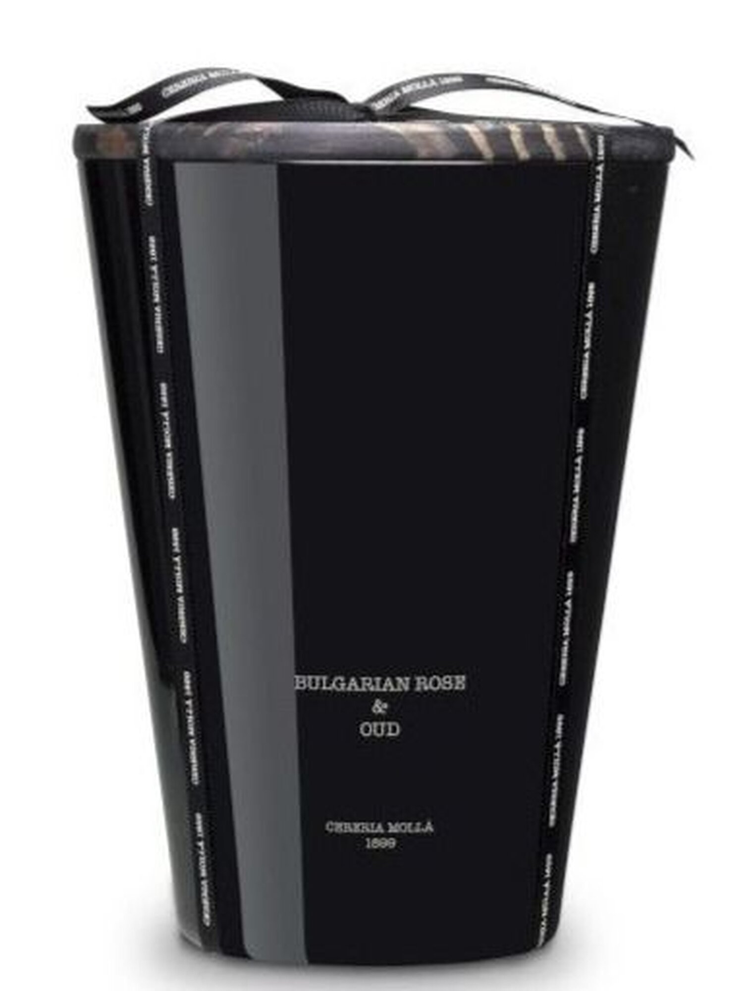 Большая ароматическая свеча XXL Cereria Molla Bulgarian Rose & Oud в стеклянном подсвечнике 3.5 кг, цвет черный